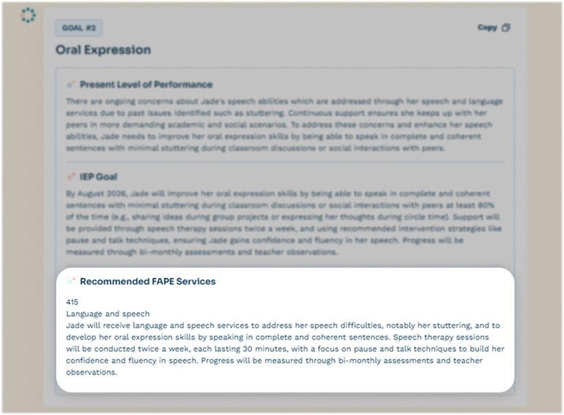 IEP Pilot - Advanced IEP goal assistance for Special Education